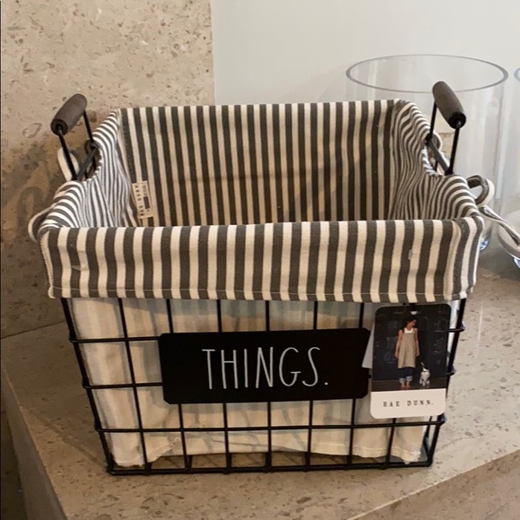 Rae Dunn | Accents | Rae Dunn Things Metal And Wood Storage Basket ...